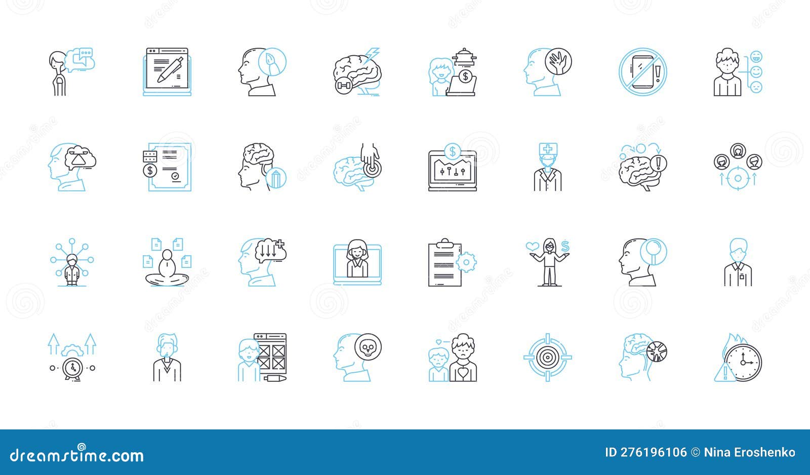 Time Efficiency Linear Icons Set. Streamlined, Productive, Expedient ...