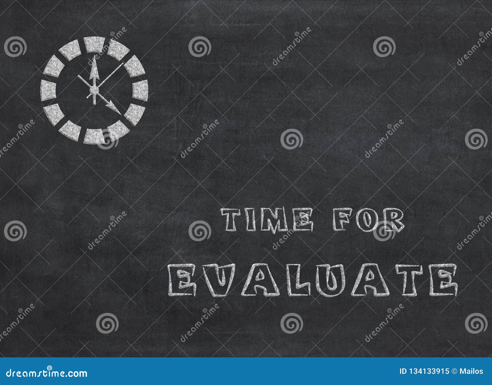 Time for Evaluate - Clock with Text on Black Background Stock ...