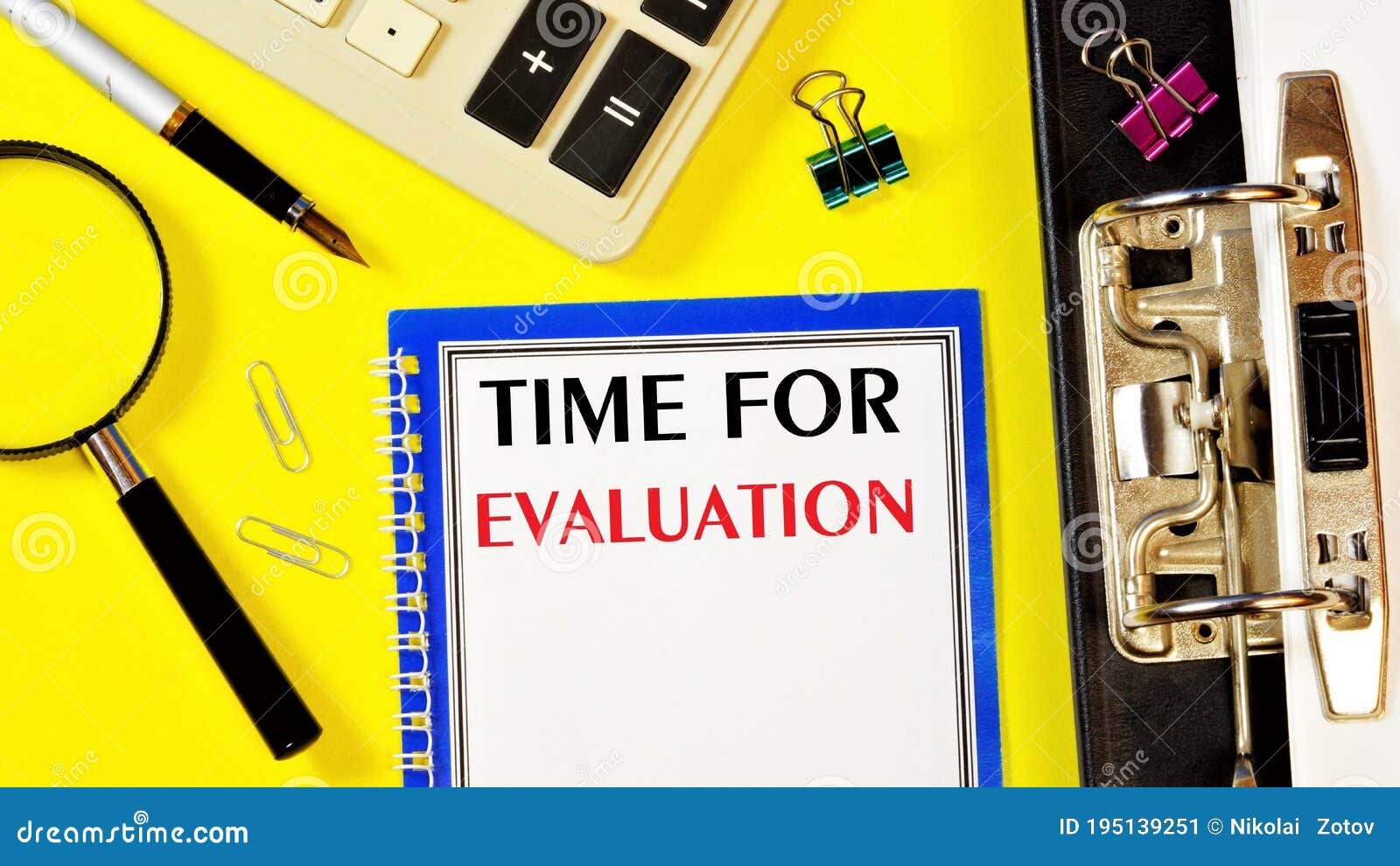 Time for Evaluation - Text Label in the Planning Folder. Stock Image ...