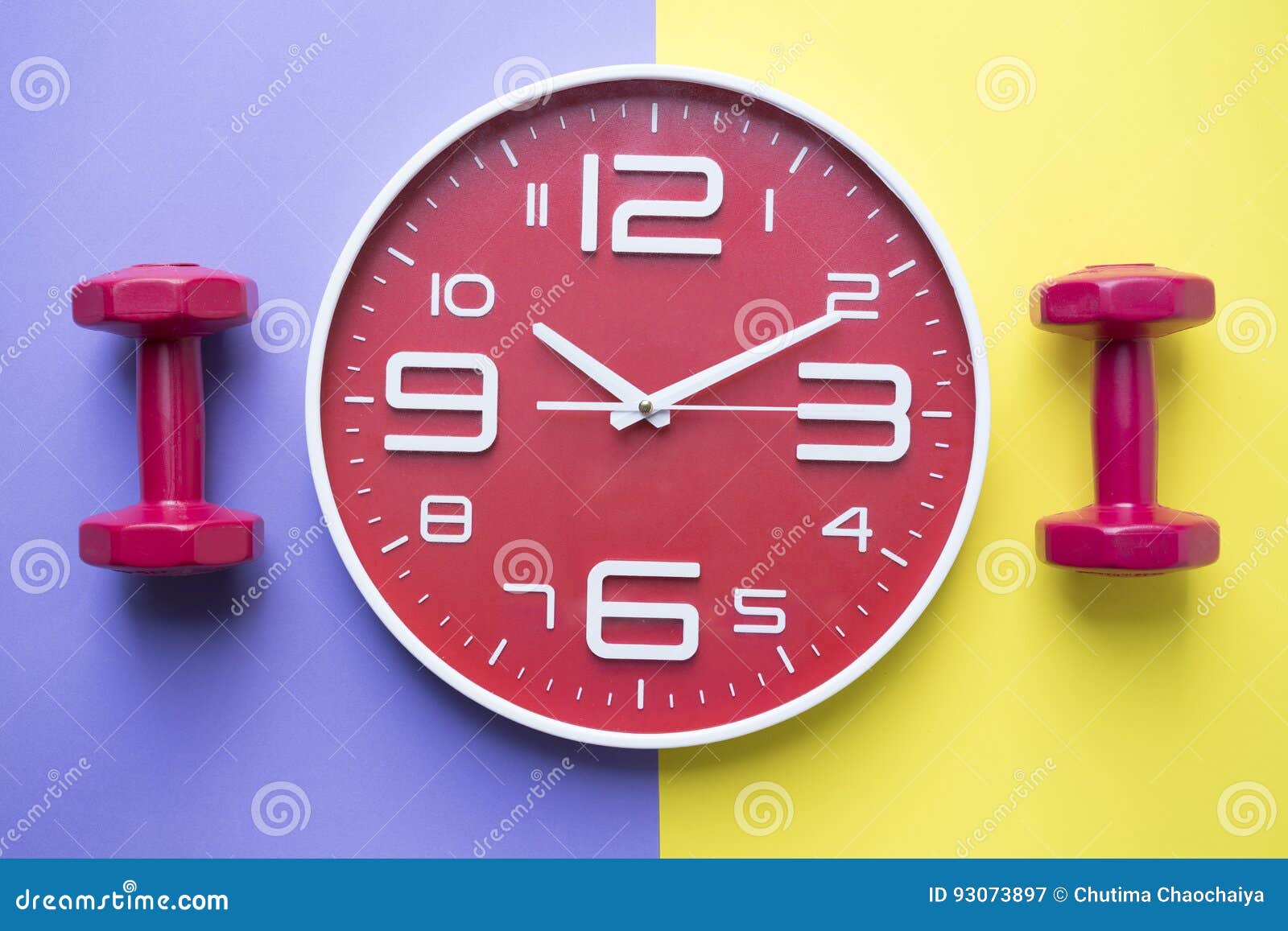 Time for Exercising Clock and Dumbbell Stock Image - Image of deadline ...