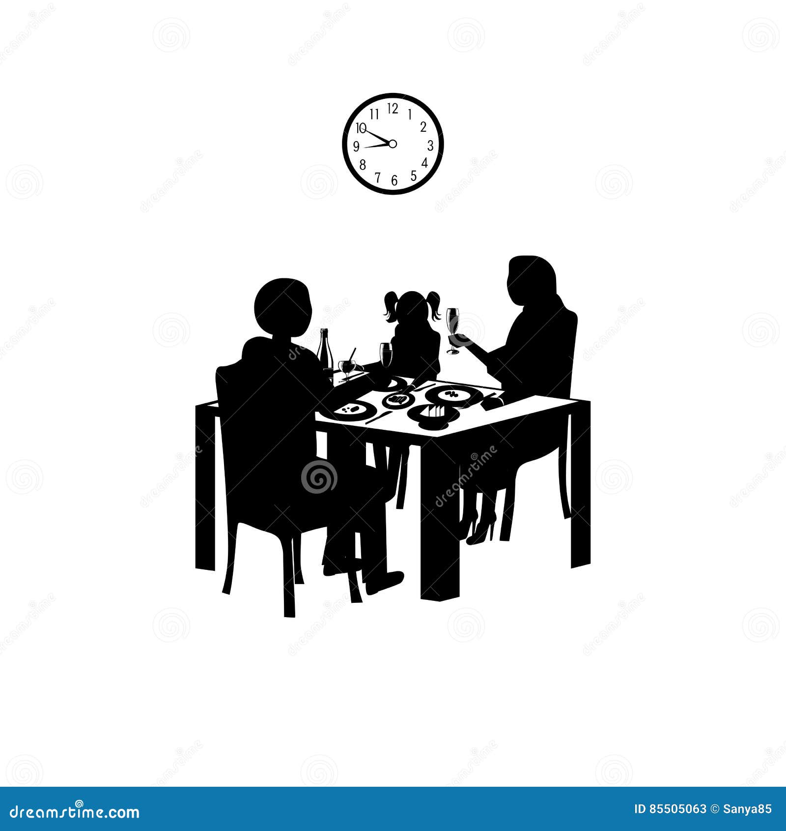 Time for a family dinner stock vector. Illustration of future - 85505063