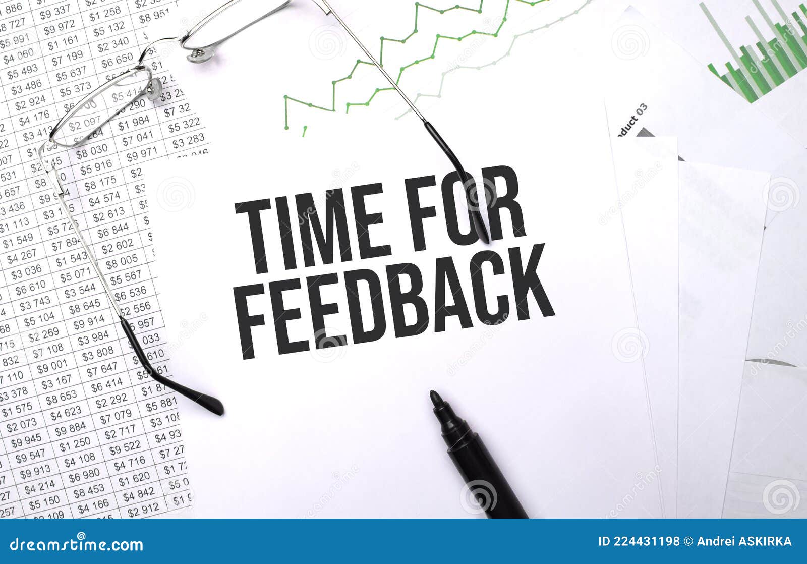 Time for Feedback . Conceptual Background with Chart ,papers, Pen and ...