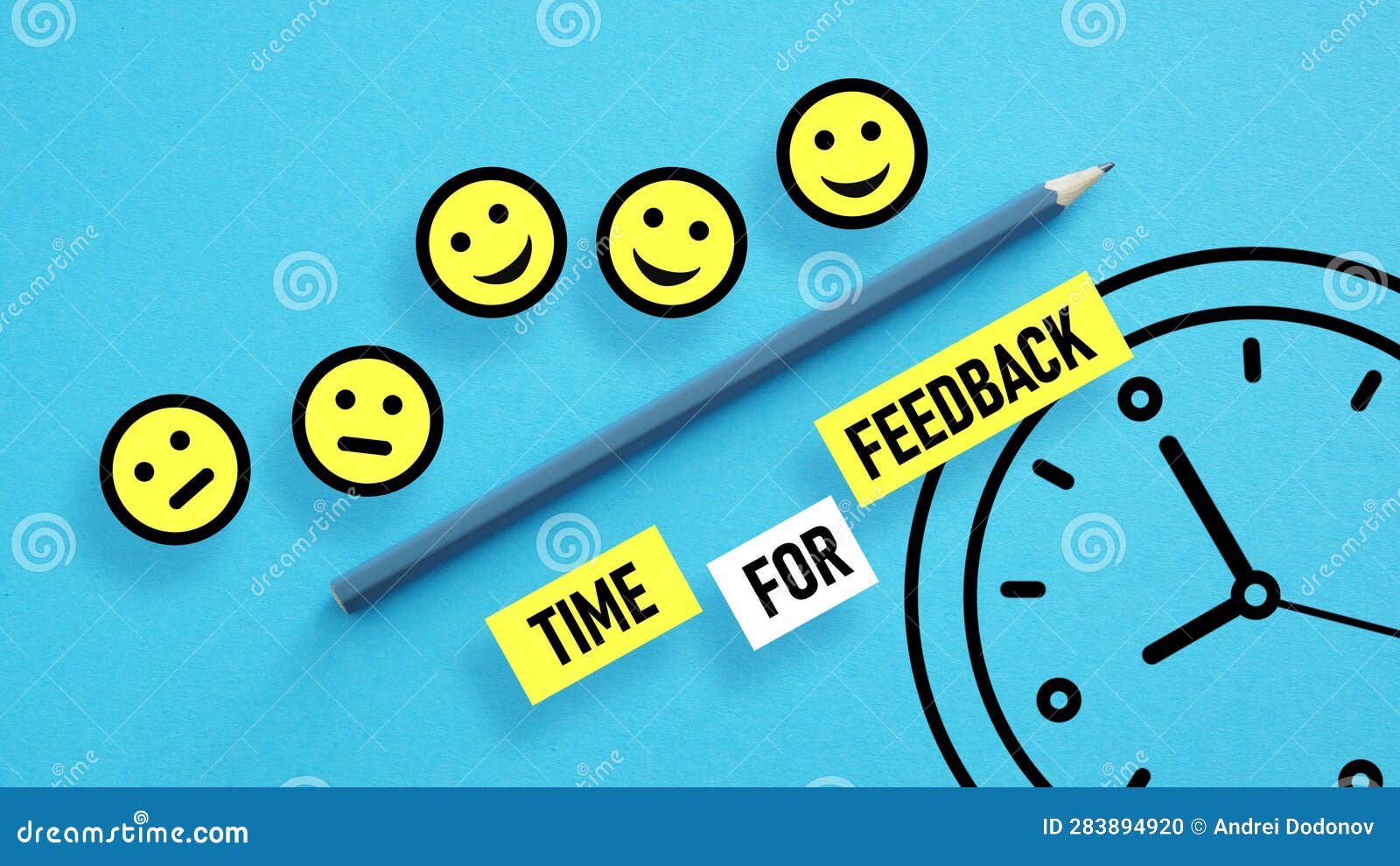 Time for Feedback is Shown Using the Text and Picture of Clock and ...