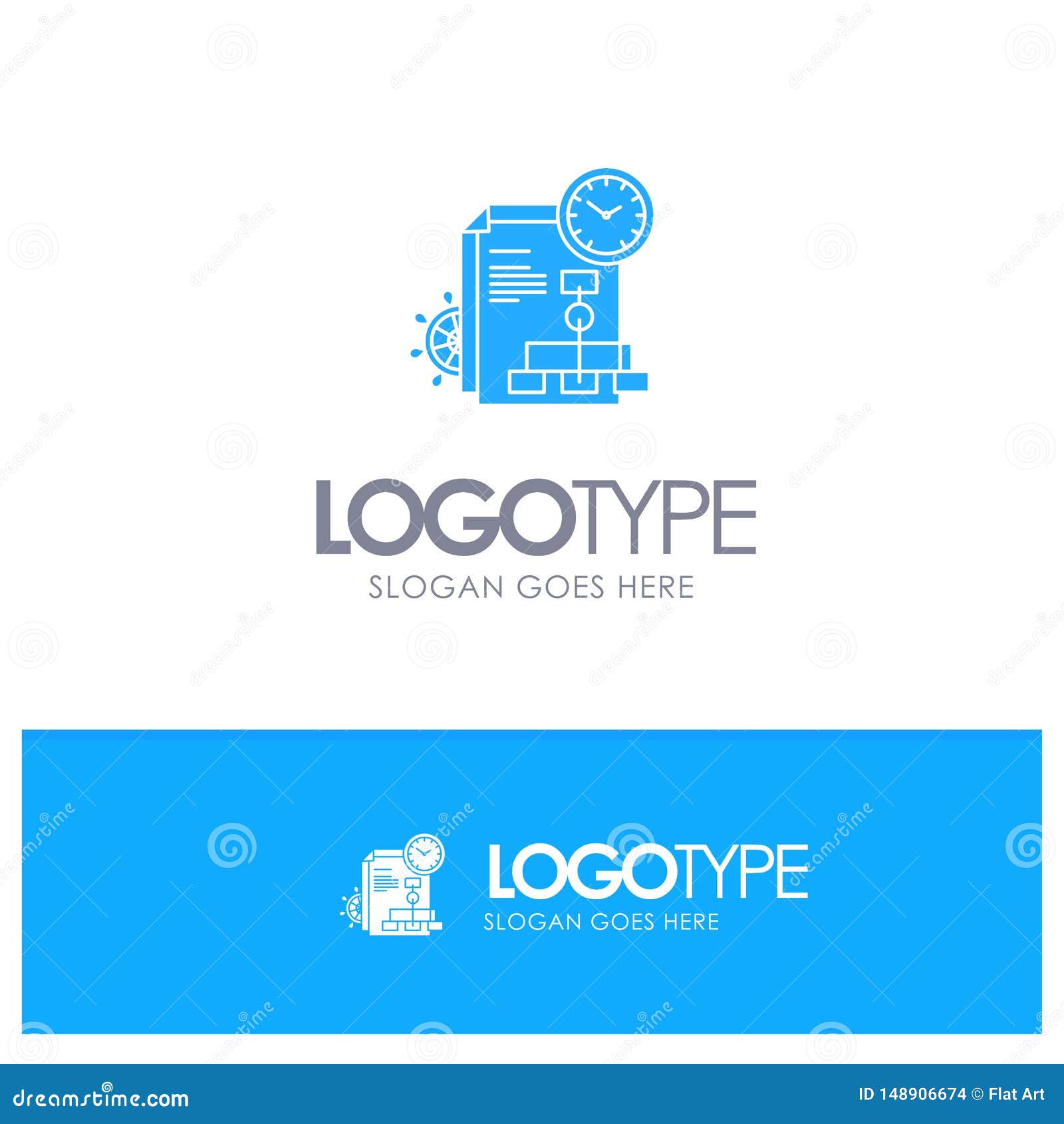 Time, File, Report, Business Blue Solid Logo with Place for Tagline ...