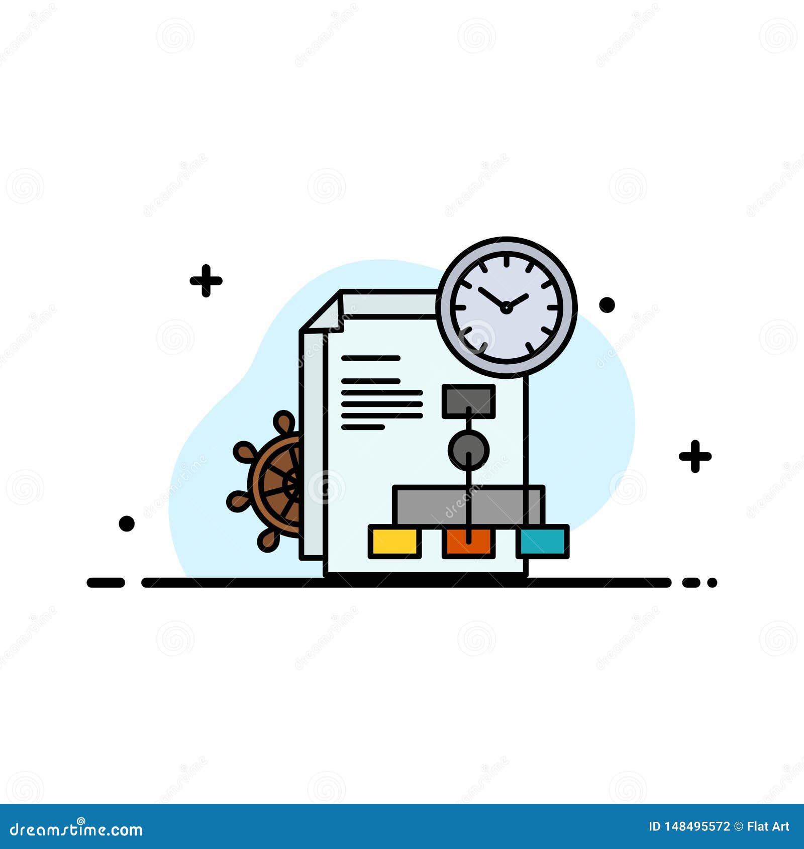 Time, File, Report, Business Business Flat Line Filled Icon Vector ...