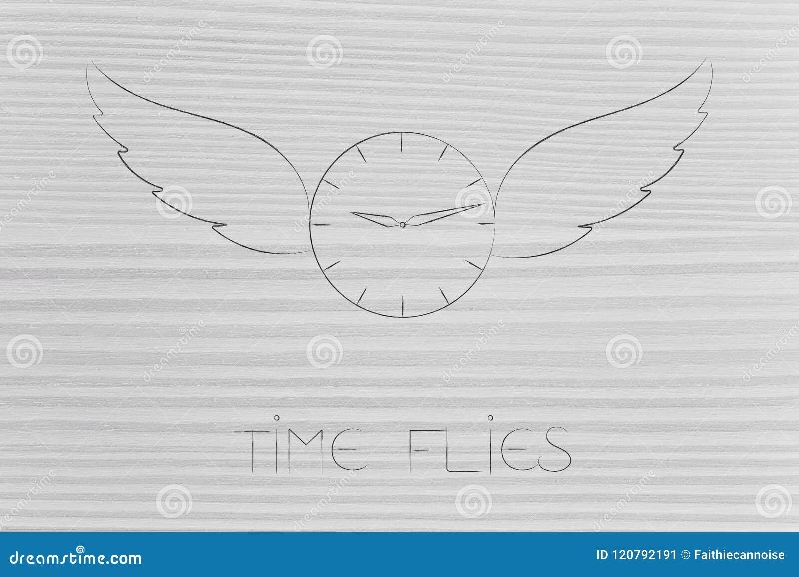 Time Flies Clock with Wings and Caption Stock Illustration ...