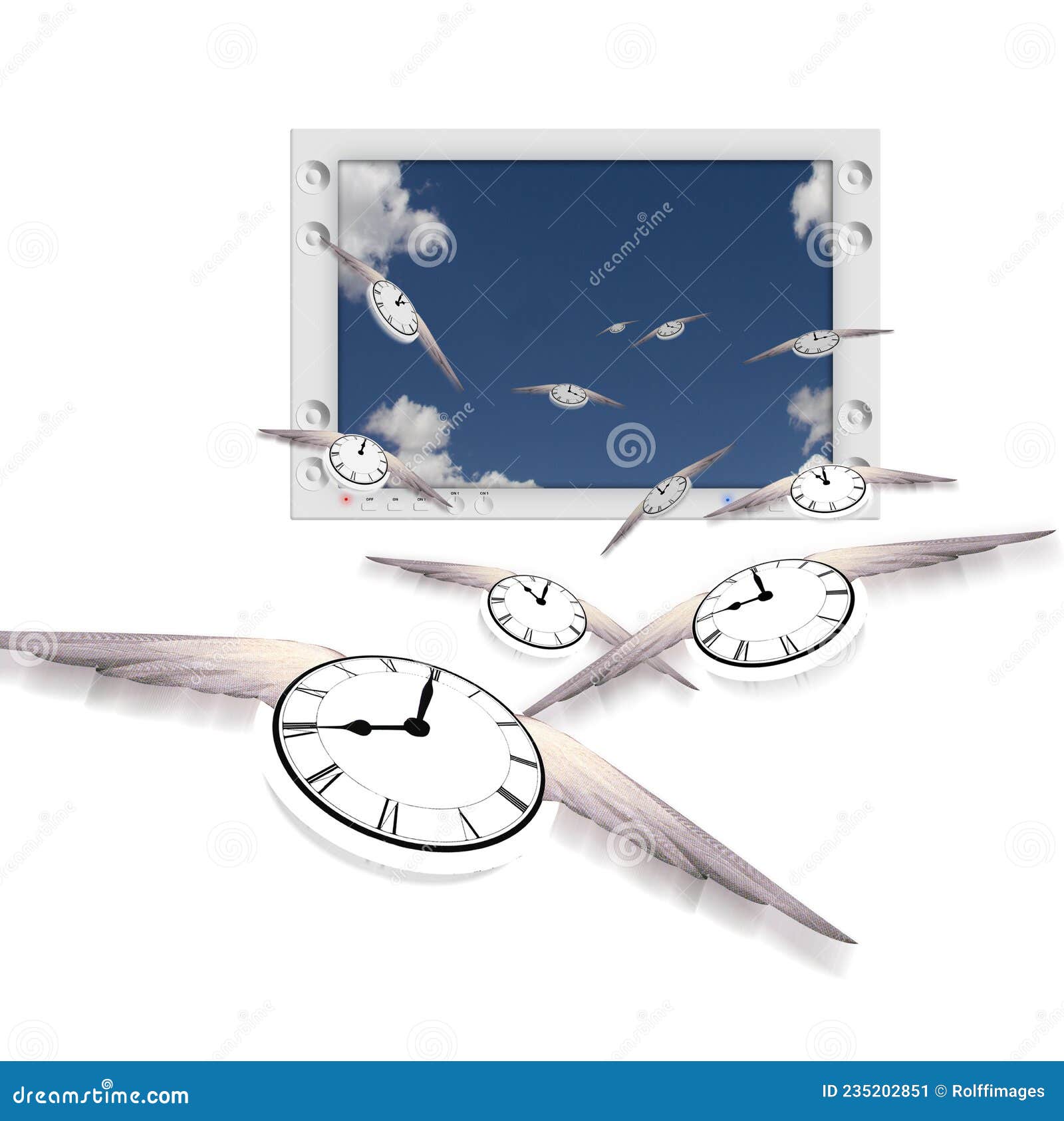 Time Flies. 3D Rendering stock illustration. Illustration of infinity ...