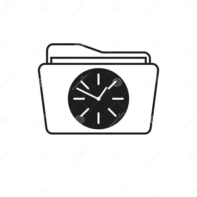 Time Folder Icon. Clock Archive Vector. Data Management Symbol ...