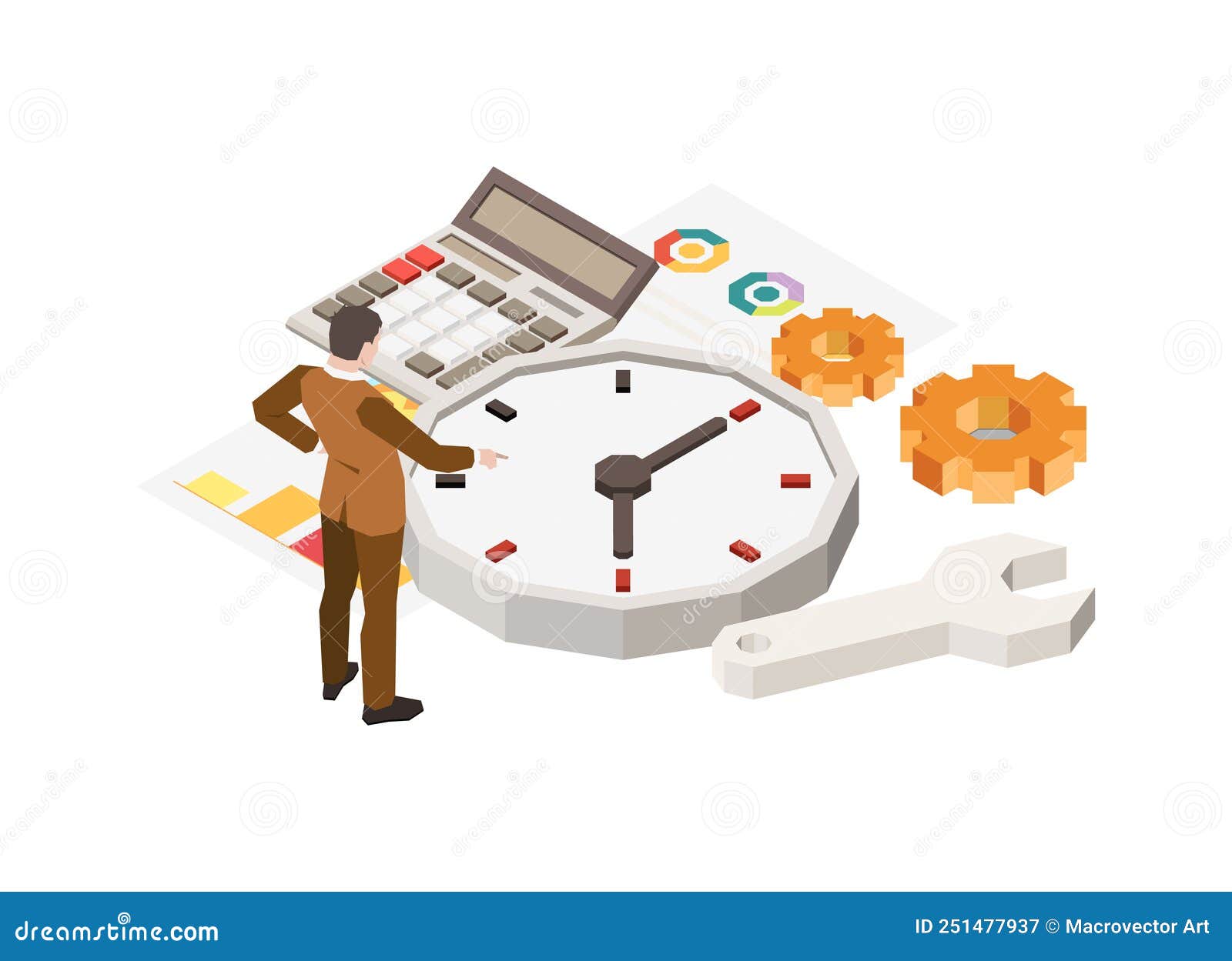 Time Gear Management Composition Stock Vector - Illustration of ...