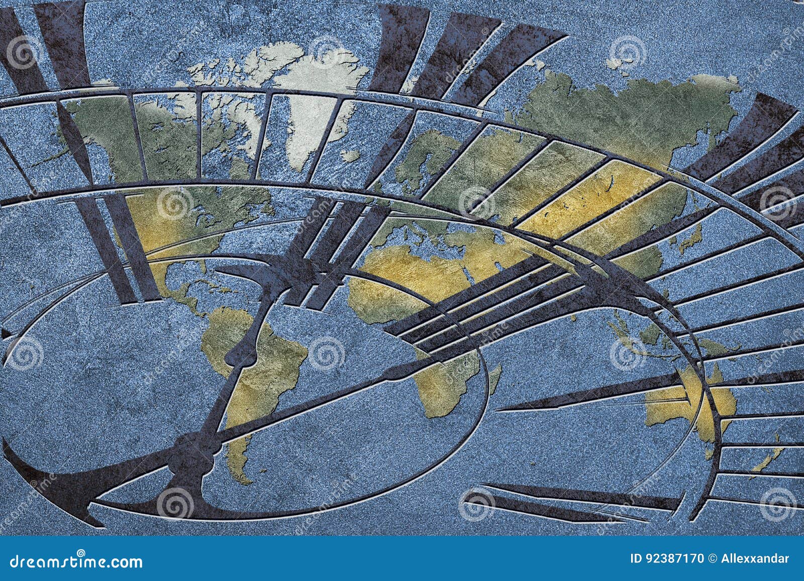 Time for Global Business. World Map with a Clock Stock Photo - Image of ...