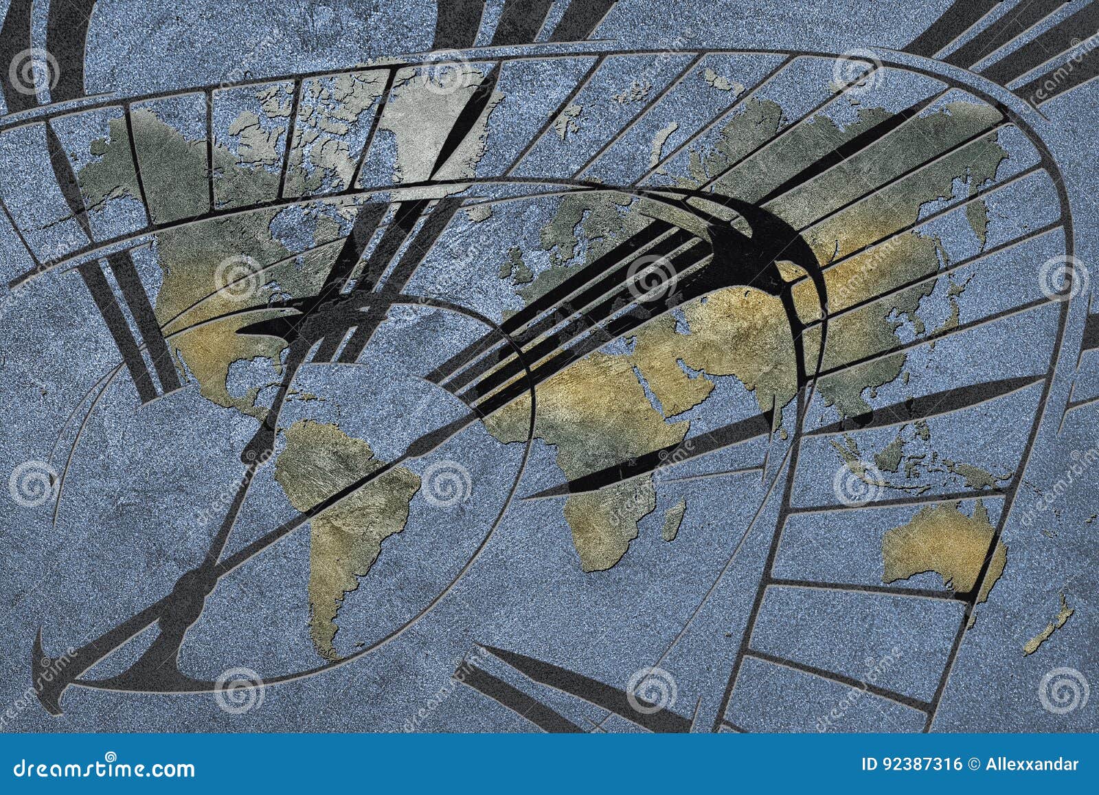 Time for Global Business. World Map with a Clock Stock Photo - Image of ...