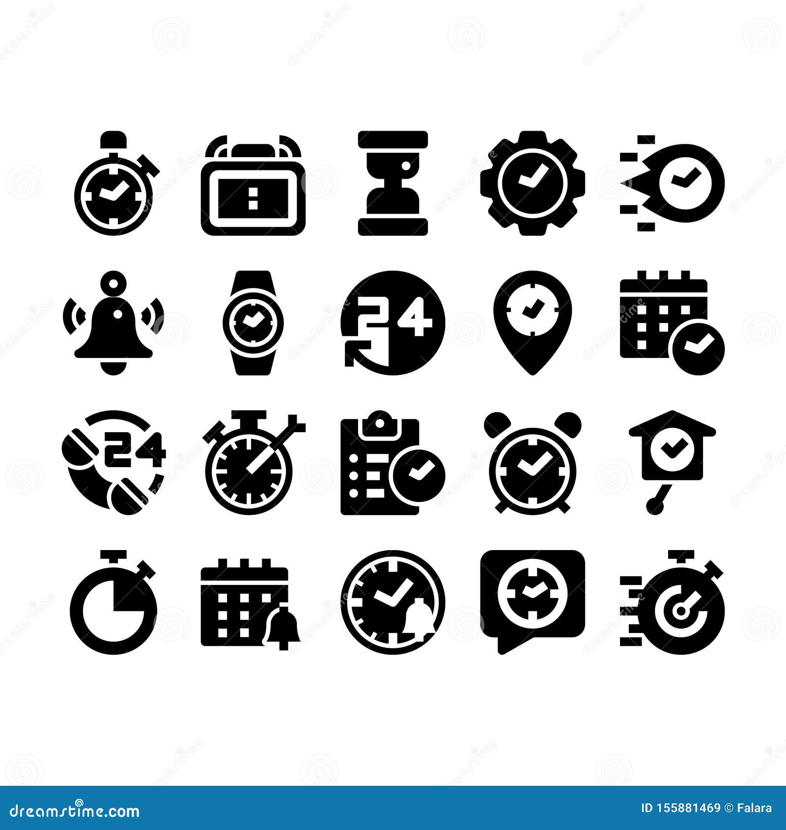Time glyph icons stock vector. Illustration of device - 155881469