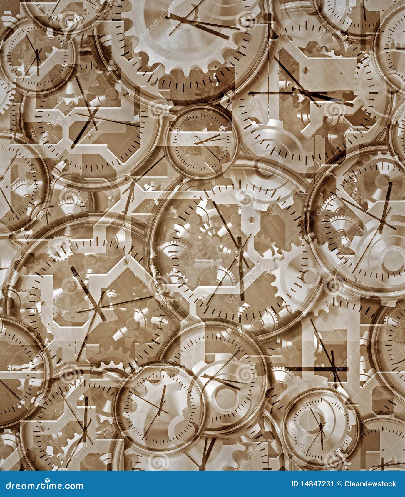 Time Gone by Clocks and Clockwork Stock Illustration - Illustration of ...