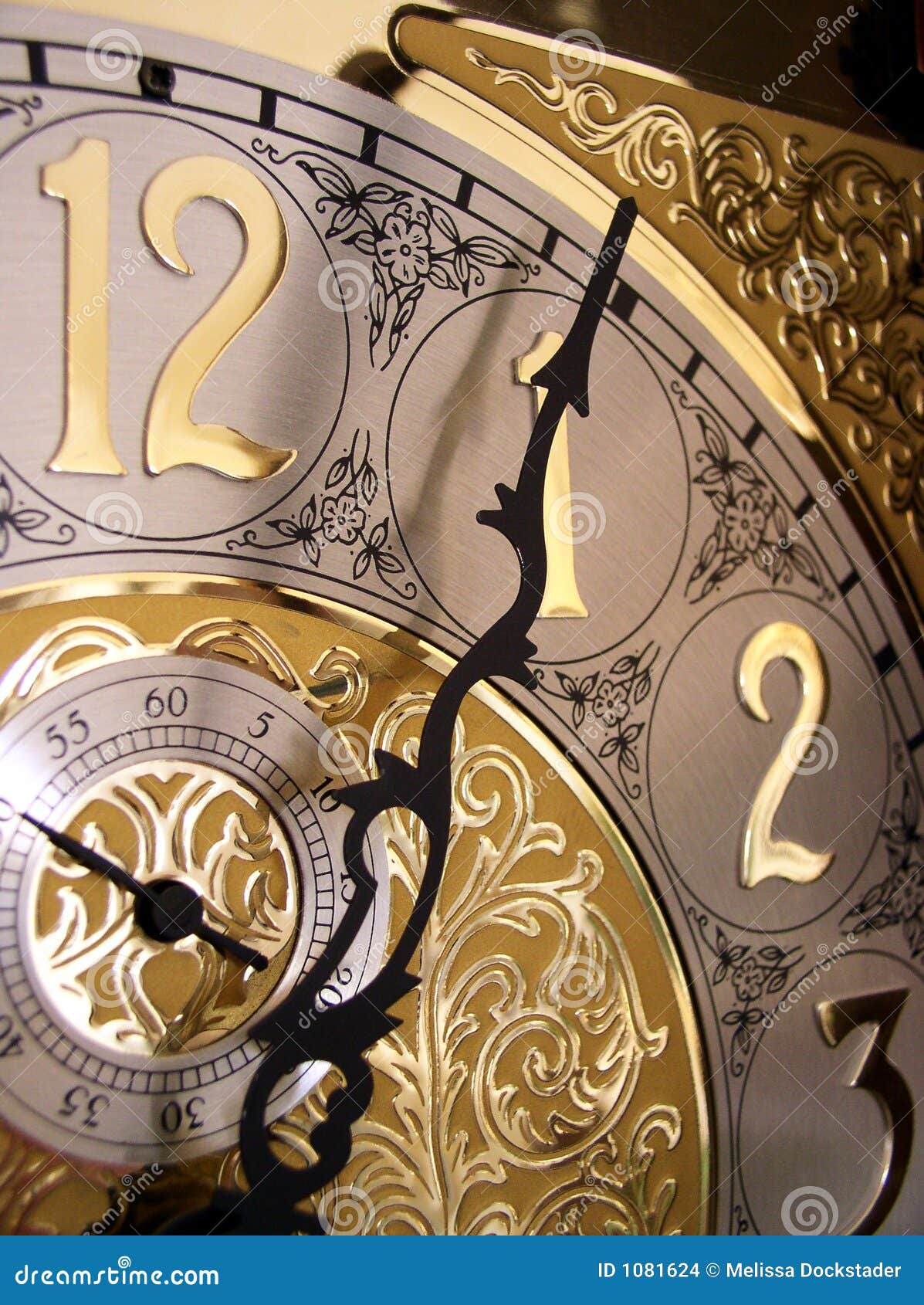 Time on a Grandfather Clock Stock Photo - Image of noon, nighttime: 1081624