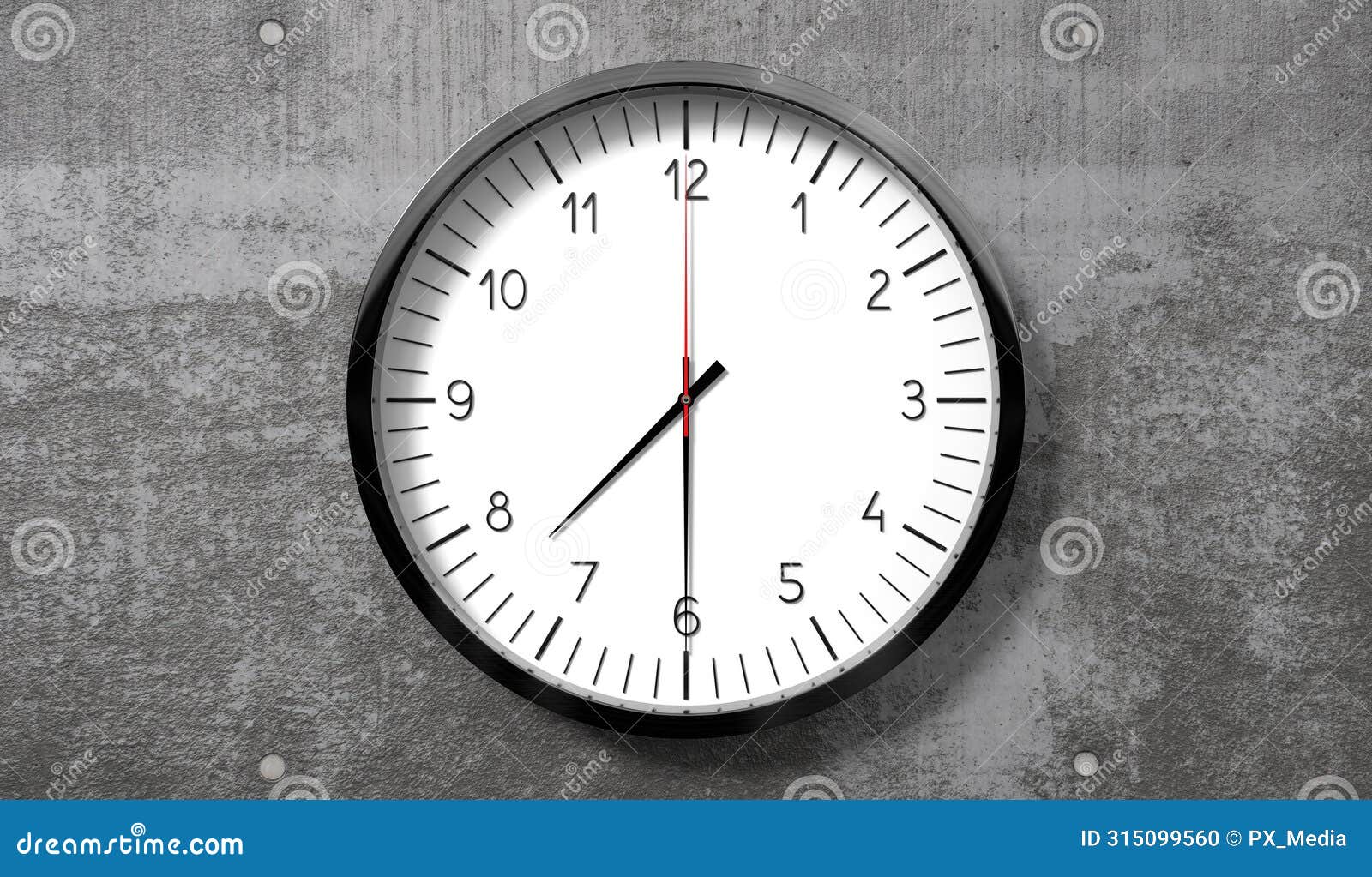 Time at Half Past 7 O Clock - Classic Analog Clock on Rough Concrete ...