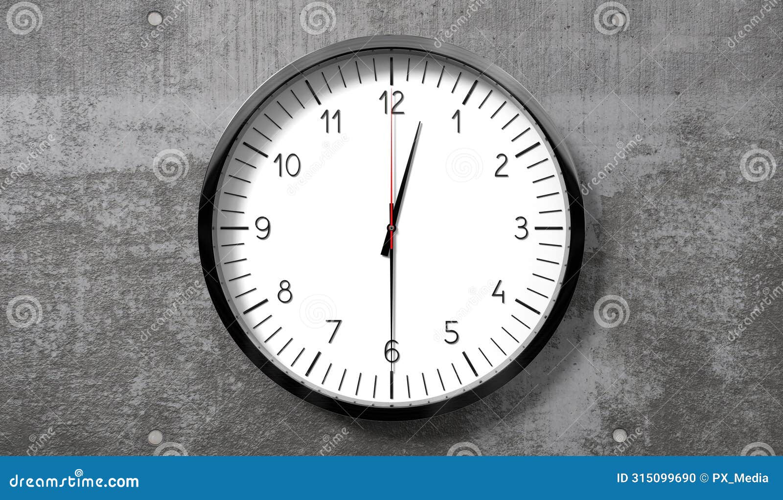 Time at Half Past 12 O Clock - Classic Analog Clock on Rough Concrete ...