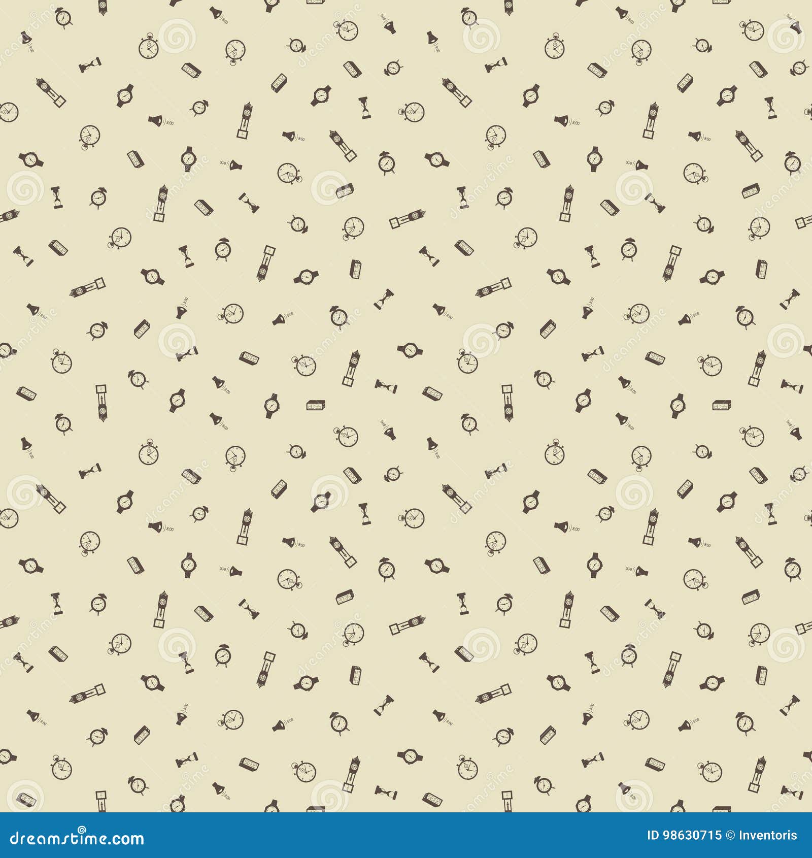 Time Hand Drawn Seamless Pattern Background Stock Vector - Illustration ...