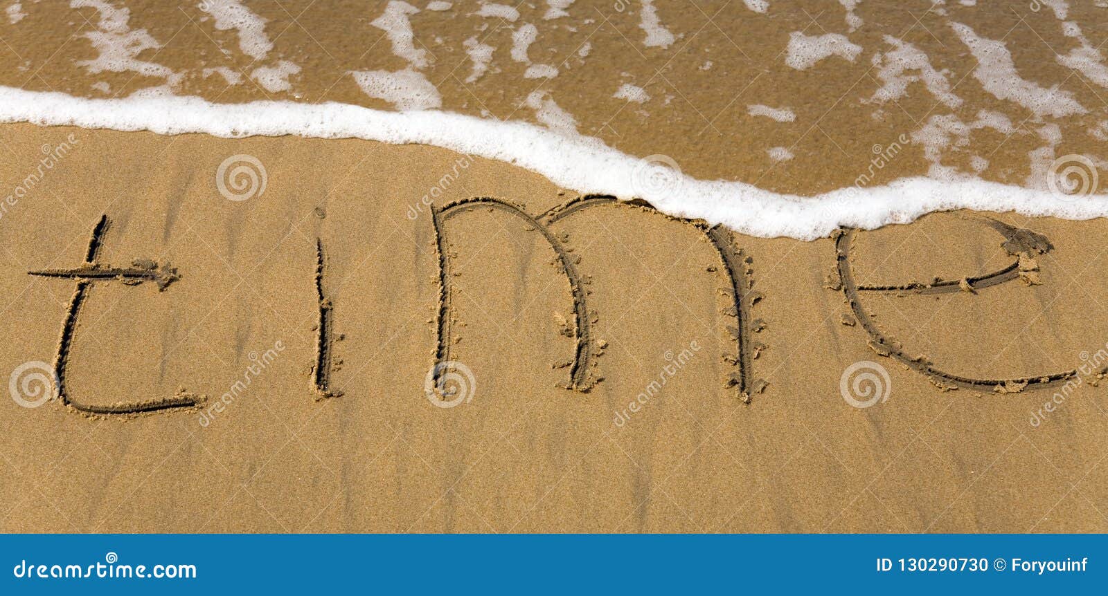 Handwriting Word Time Written in the Sand. Stock Photo - Image of ...