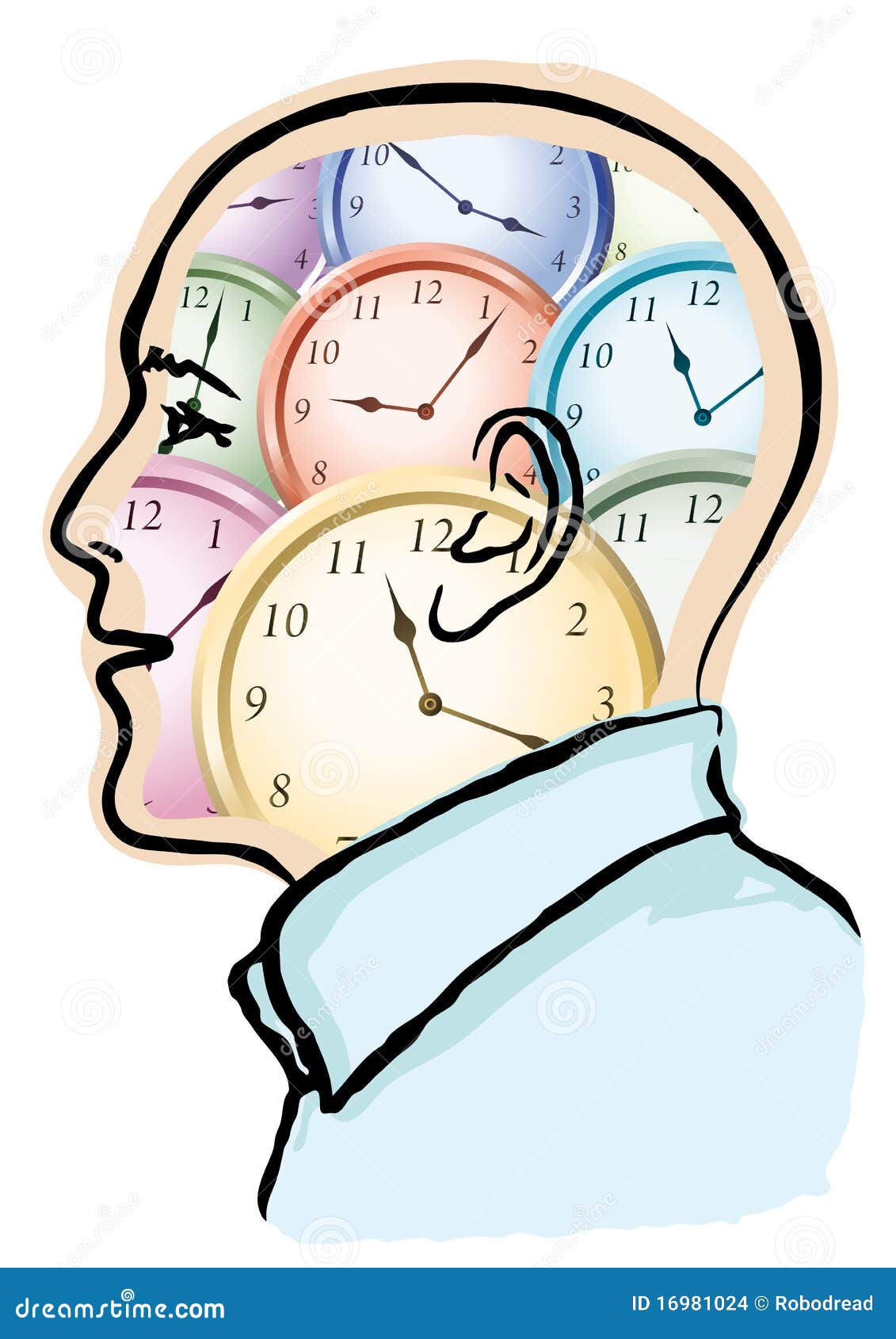 Time in the head stock vector. Illustration of alarm - 16981024
