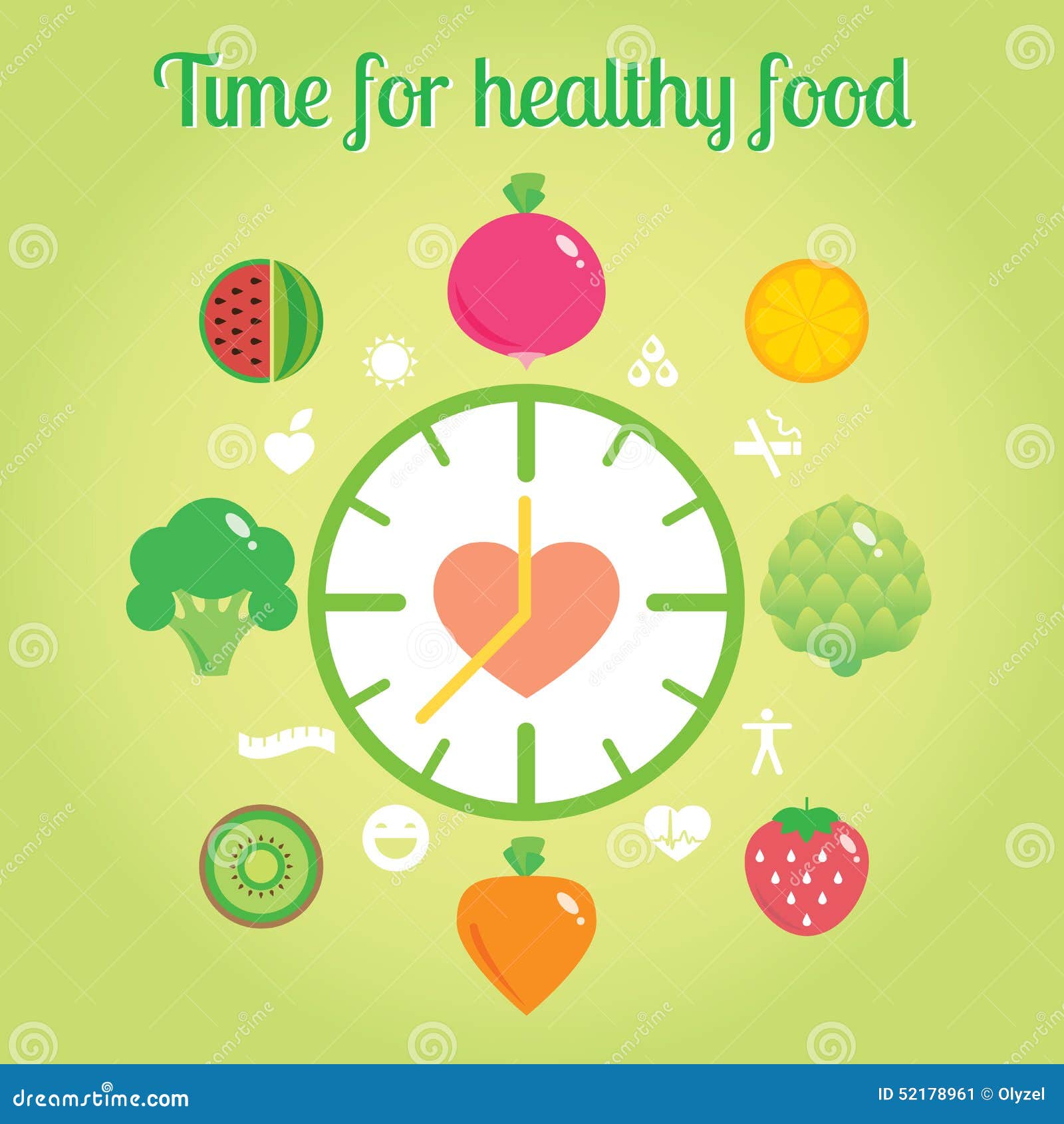 Time for Healthy Food Info Graphic Clock. Stock Illustration ...