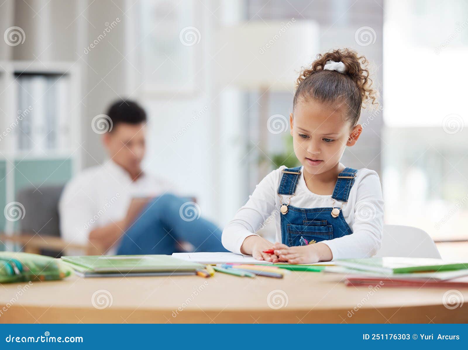 Time for Homework. a Little Girl Doing Homework at Home. Stock Image ...