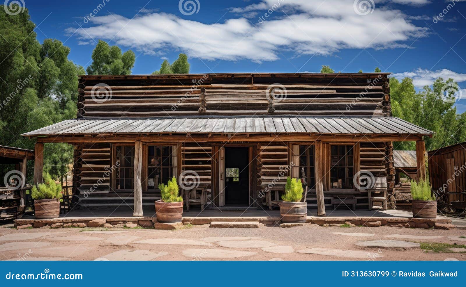 Time Honored Trading Post Structure from the Past Stock Illustration ...