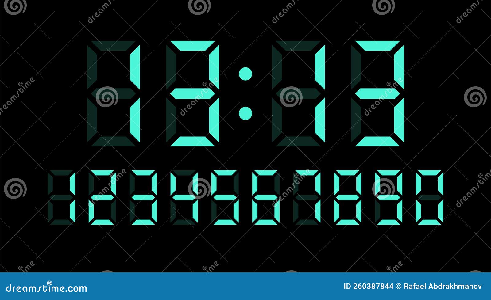 Time 13 13 Hours. Vector Set of Electronic Digits Numbers Font from a ...