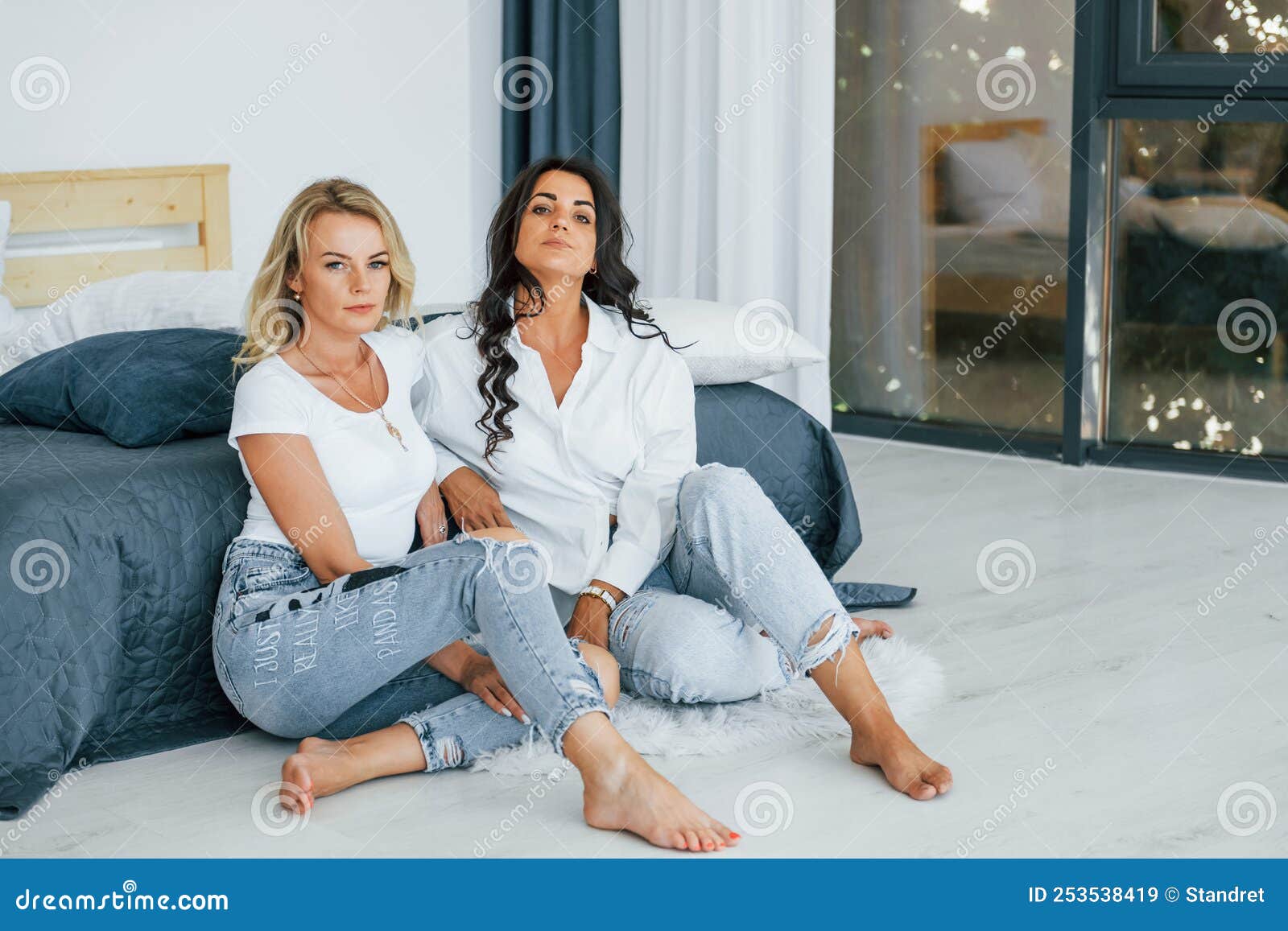 Time for Hugs. Two Women is Together at Home Stock Image - Image of ...