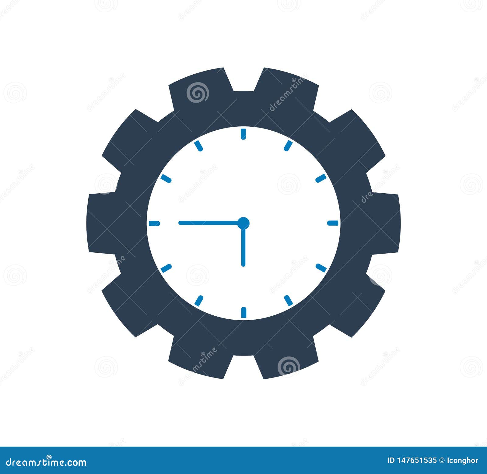 Time Icon with Clock and Gear Symbol. Stock Vector - Illustration of ...