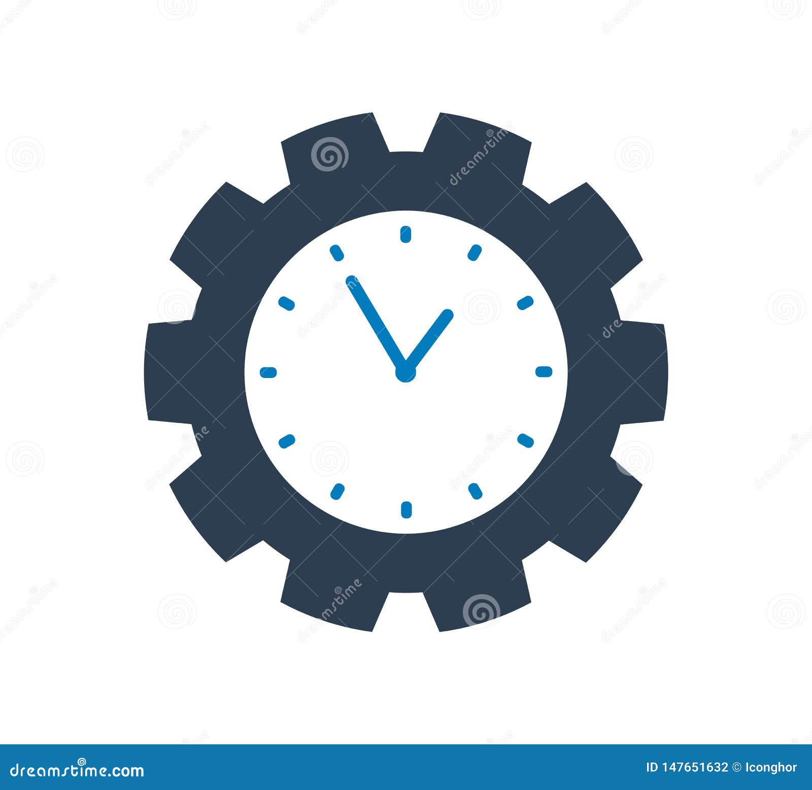 Time Icon with Clock and Gear Symbol. Stock Vector - Illustration of ...