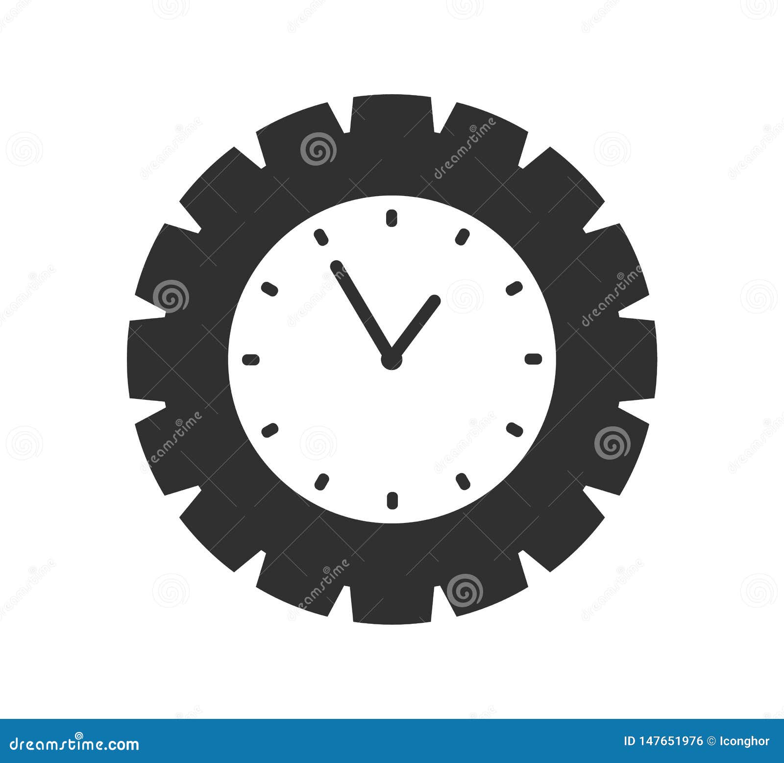 Time Icon with Clock and Gear Symbol. Stock Vector - Illustration of ...