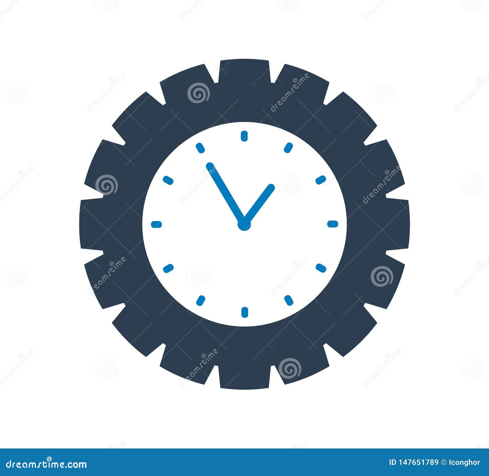 Time Icon with Clock and Gear Symbol. Stock Vector - Illustration of ...