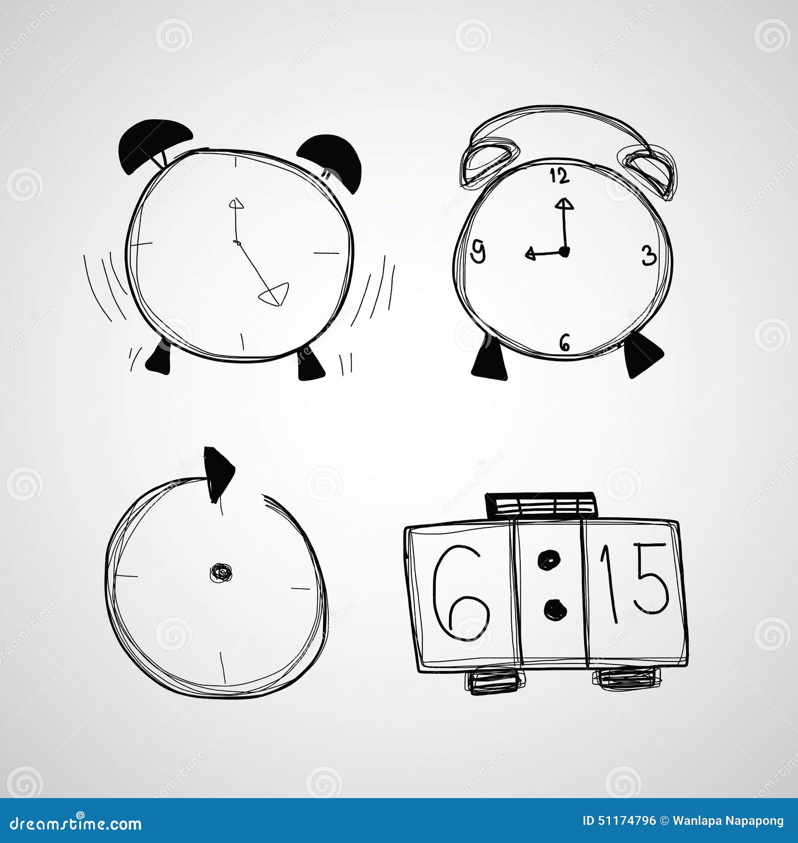 Time Icon Hand Drawn Sketch Stock Vector - Illustration of clock ...