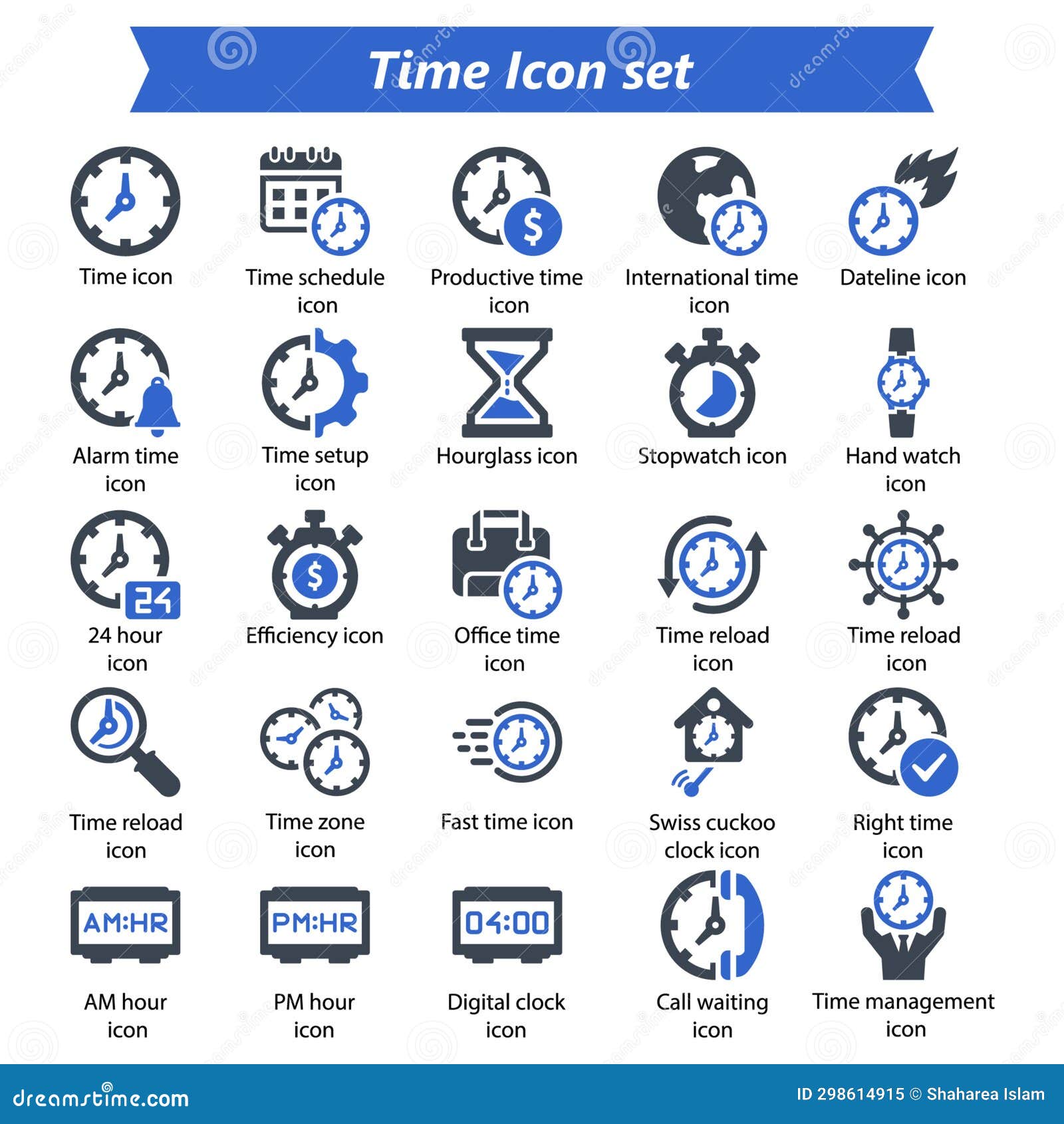 Time Icon Set stock vector. Illustration of clock, management - 298614915