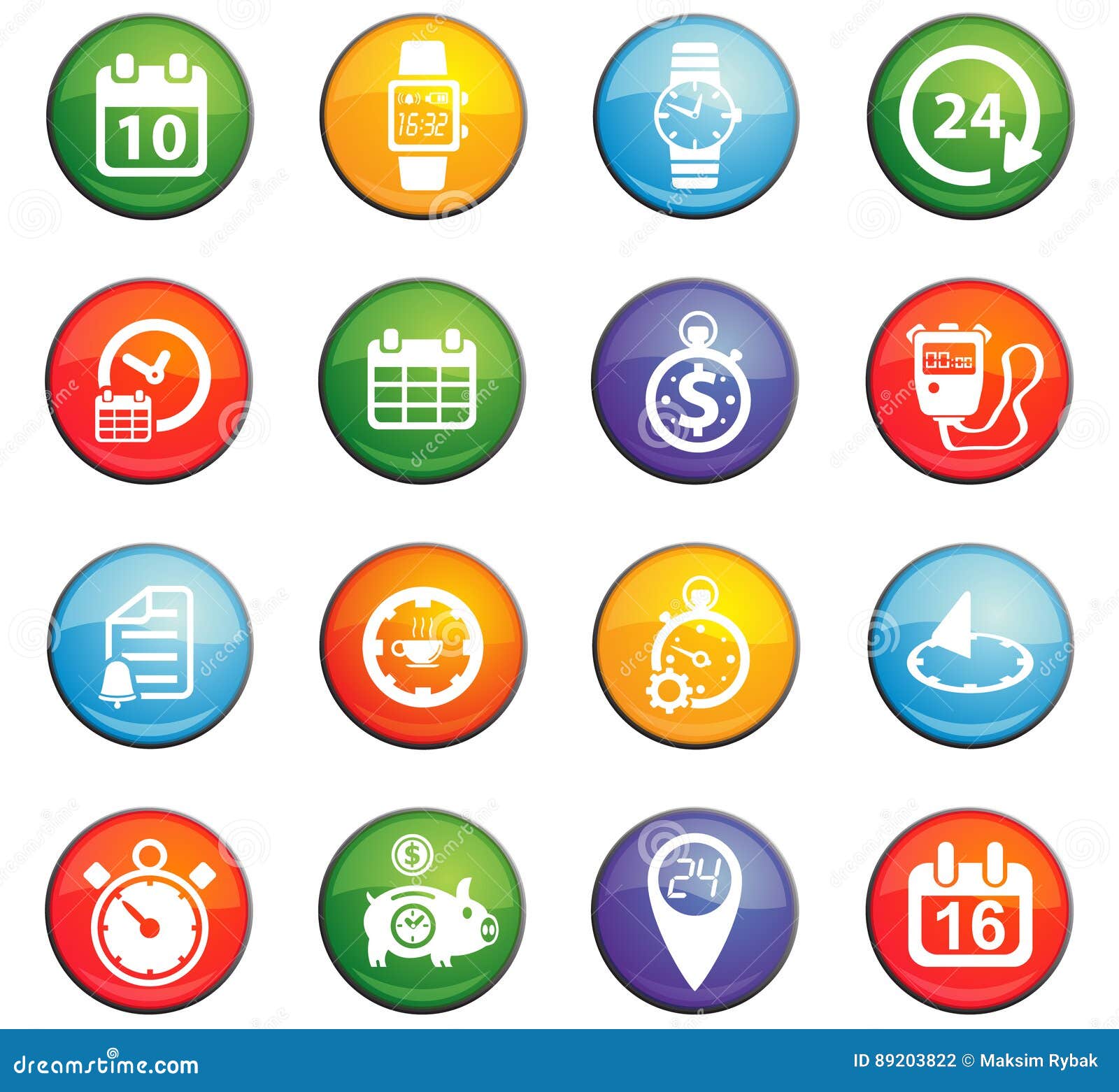 Time icon set stock illustration. Illustration of watch - 89203822