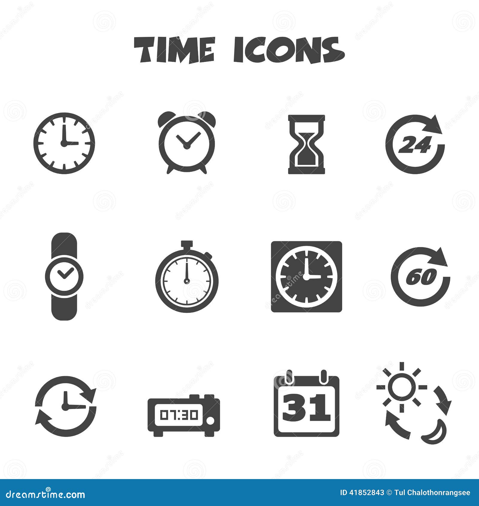 Time Icons Set AM And PM - Different Vector Illustrations Isolated On ...