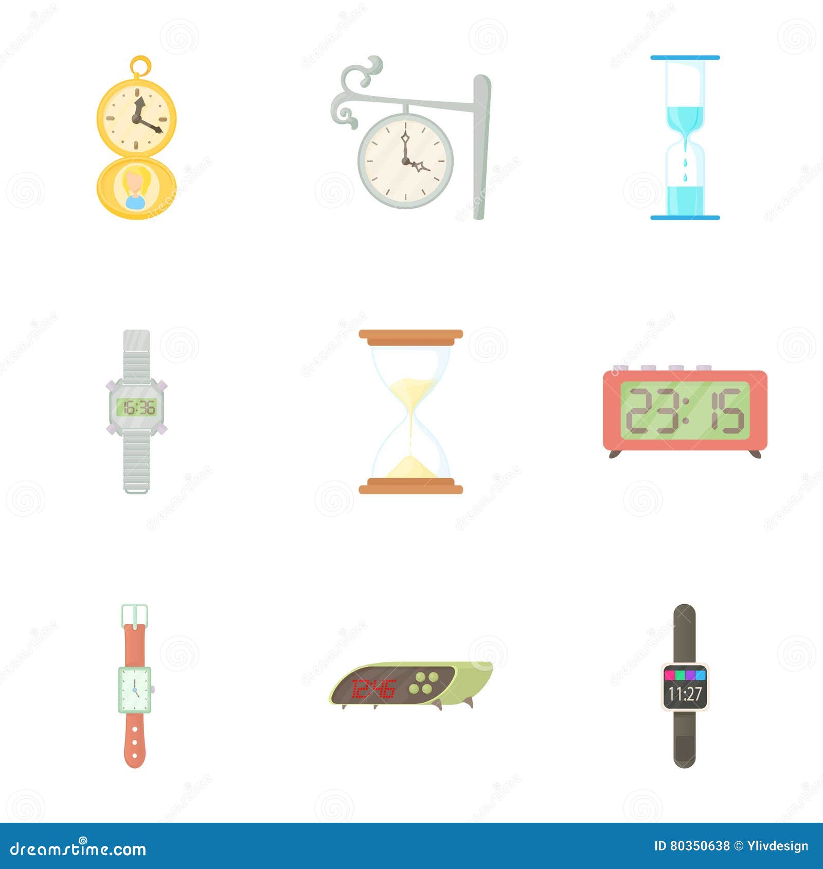 Time Icons Set, Cartoon Style Stock Vector - Illustration of countdown ...