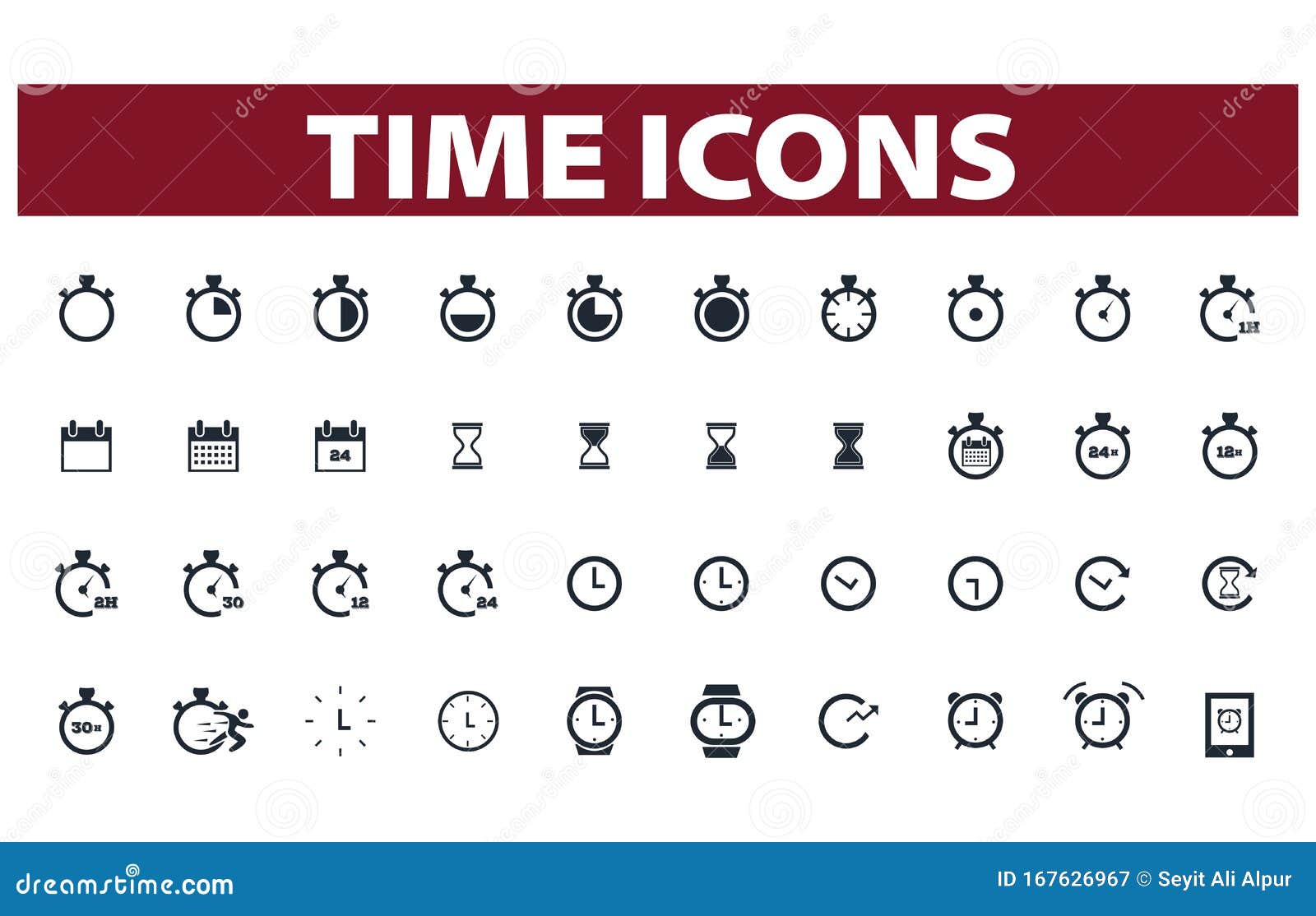 Time icons stock illustration. Illustration of minute - 167626967