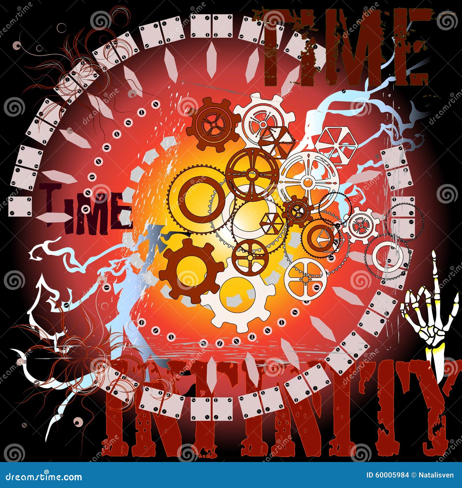 Time, Infinity, Clock Mechanism, Gearwheels Vector Illustration ...