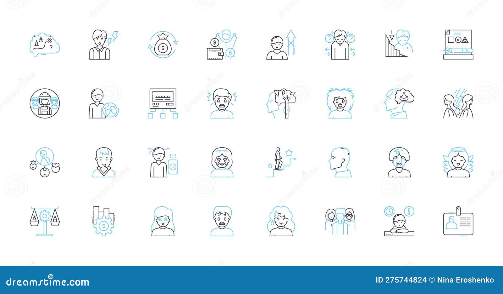 Time Intelligence Linear Icons Set. Analytics, Forecasting, Machine ...