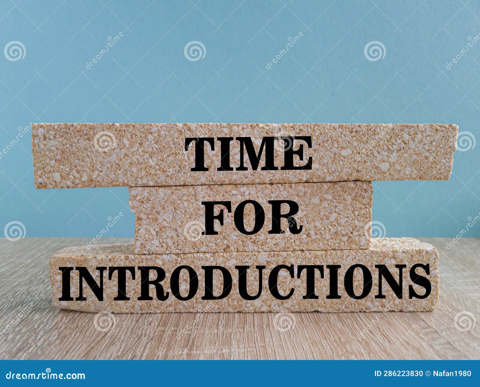 Time for Introductions Write on Brick Blocks. Beautiful Wooden Table ...