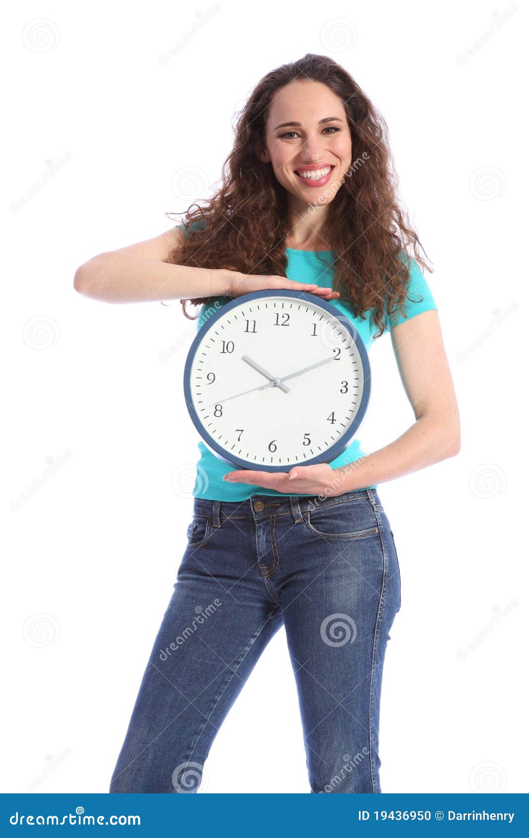 Time Keeping Beautiful Young Woman Holding Clock Stock Photo - Image of ...