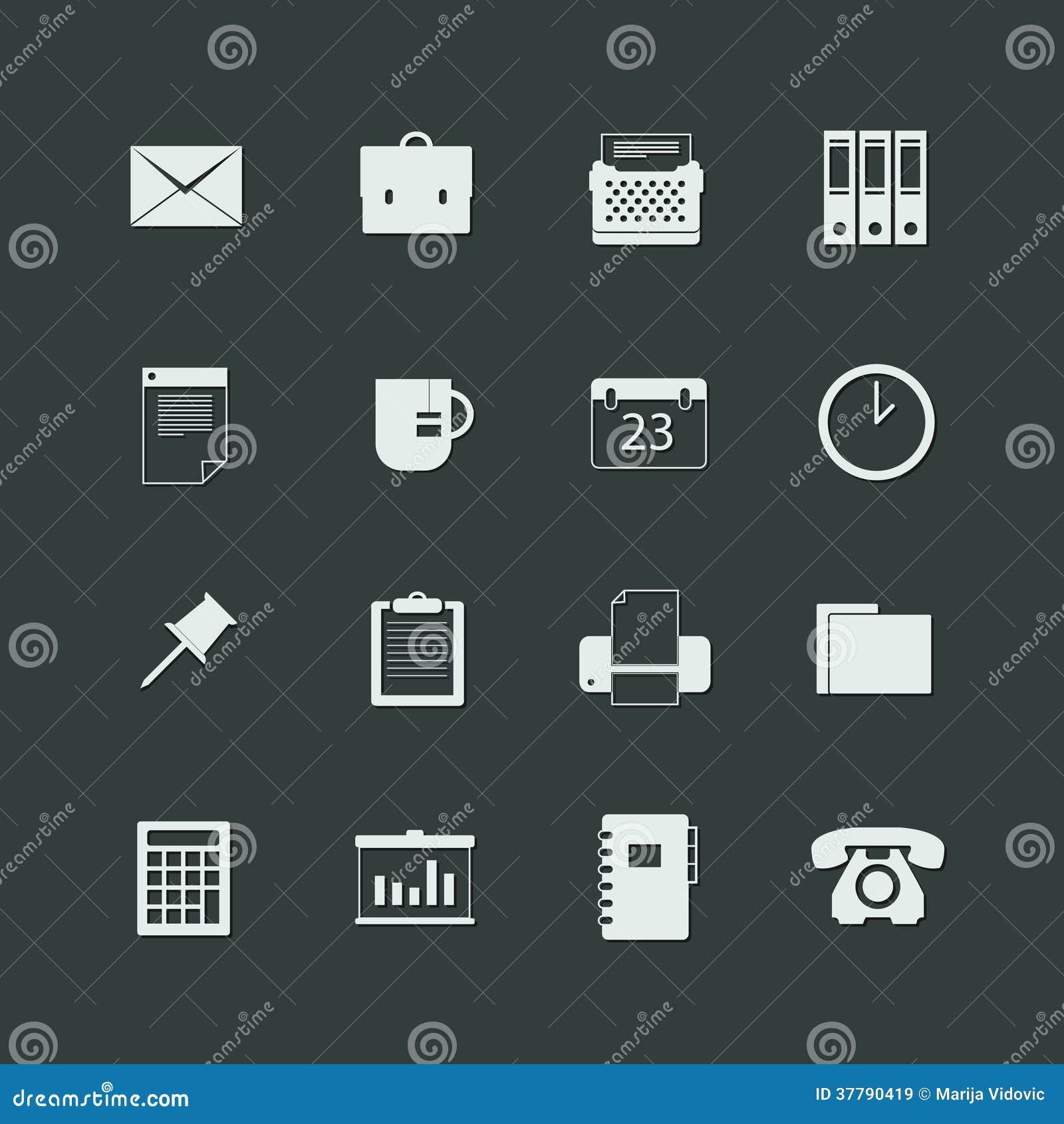 Time Keeping and Office Icons Stock Vector - Illustration of icons ...
