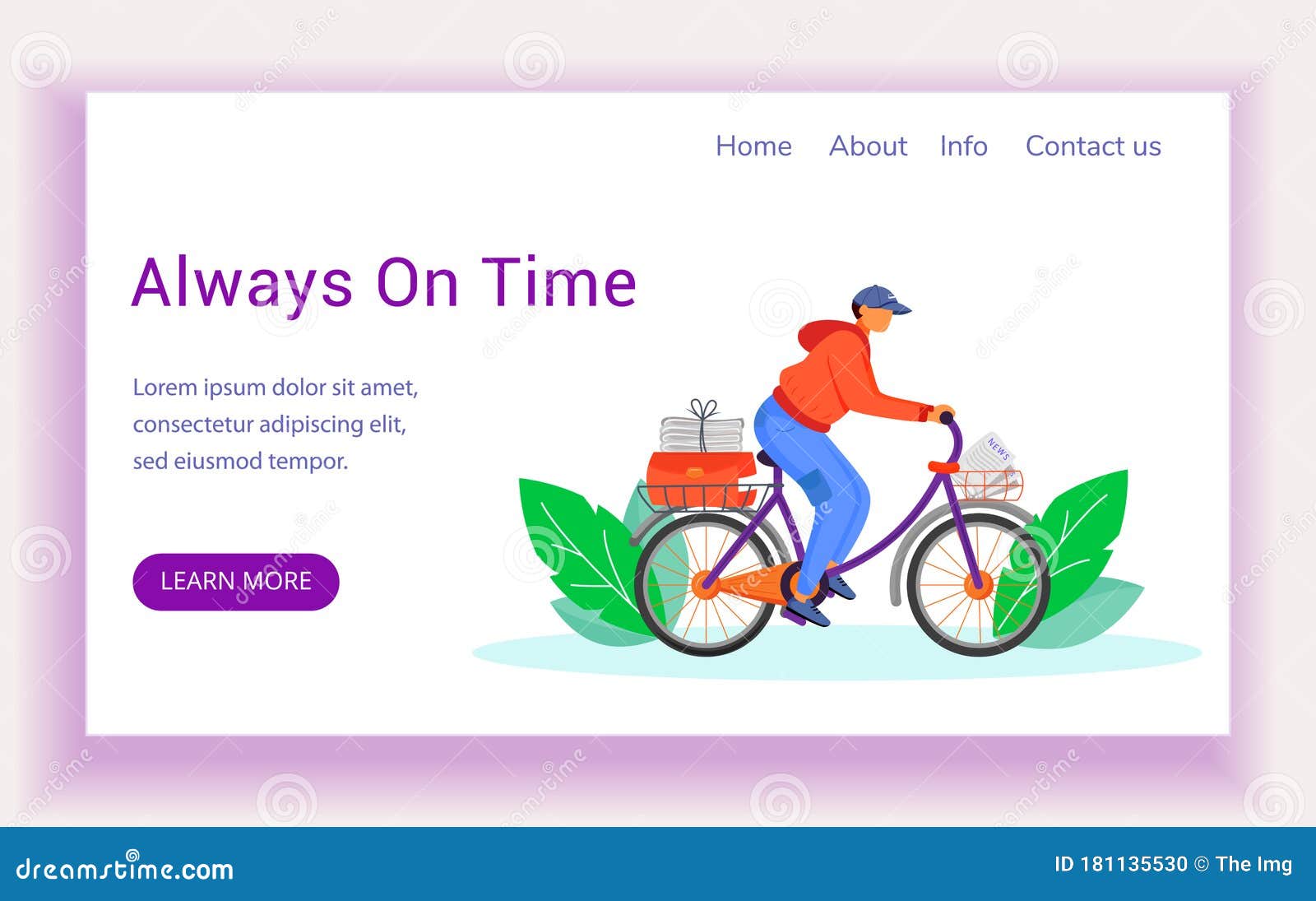 Always on Time Landing Page Vector Template Stock Vector - Illustration ...