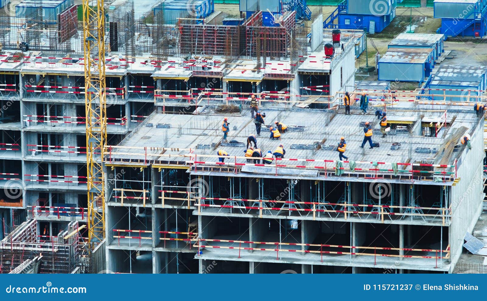 Time Lapse Builders and Cranes Working on the Construction Site Close ...