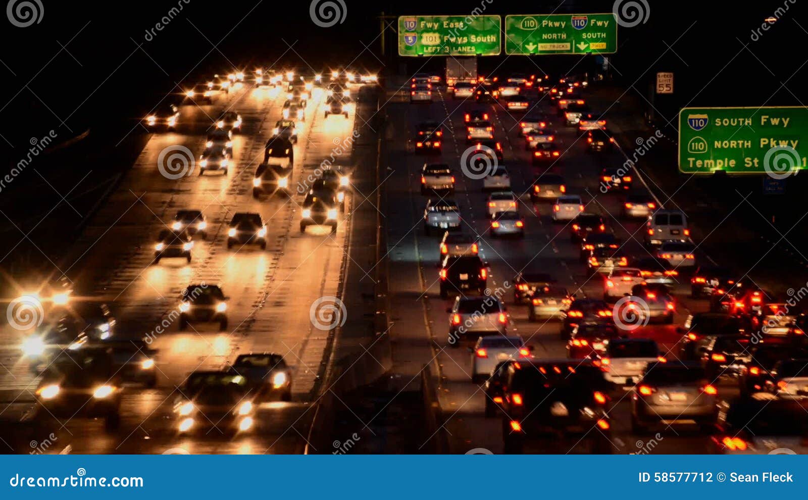 Time Lapse of Busy Los Angeles Freeway Traffic at Night Stock Footage ...
