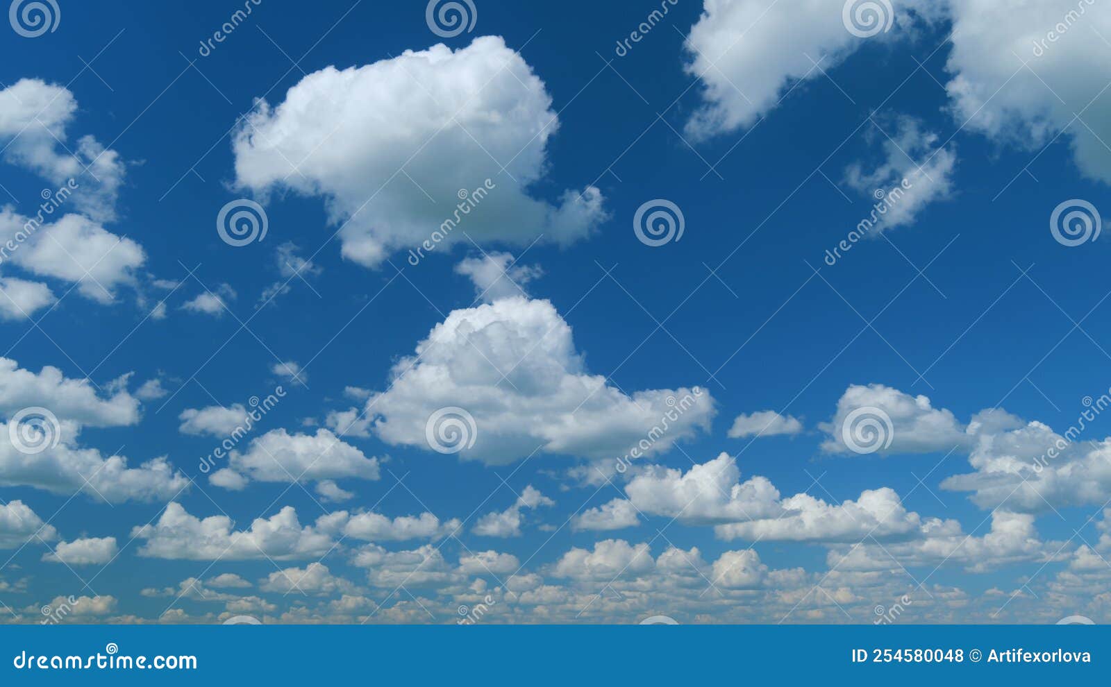 Clouds Formation Running Across the Blue Sky. White Puffy and Fluffy ...