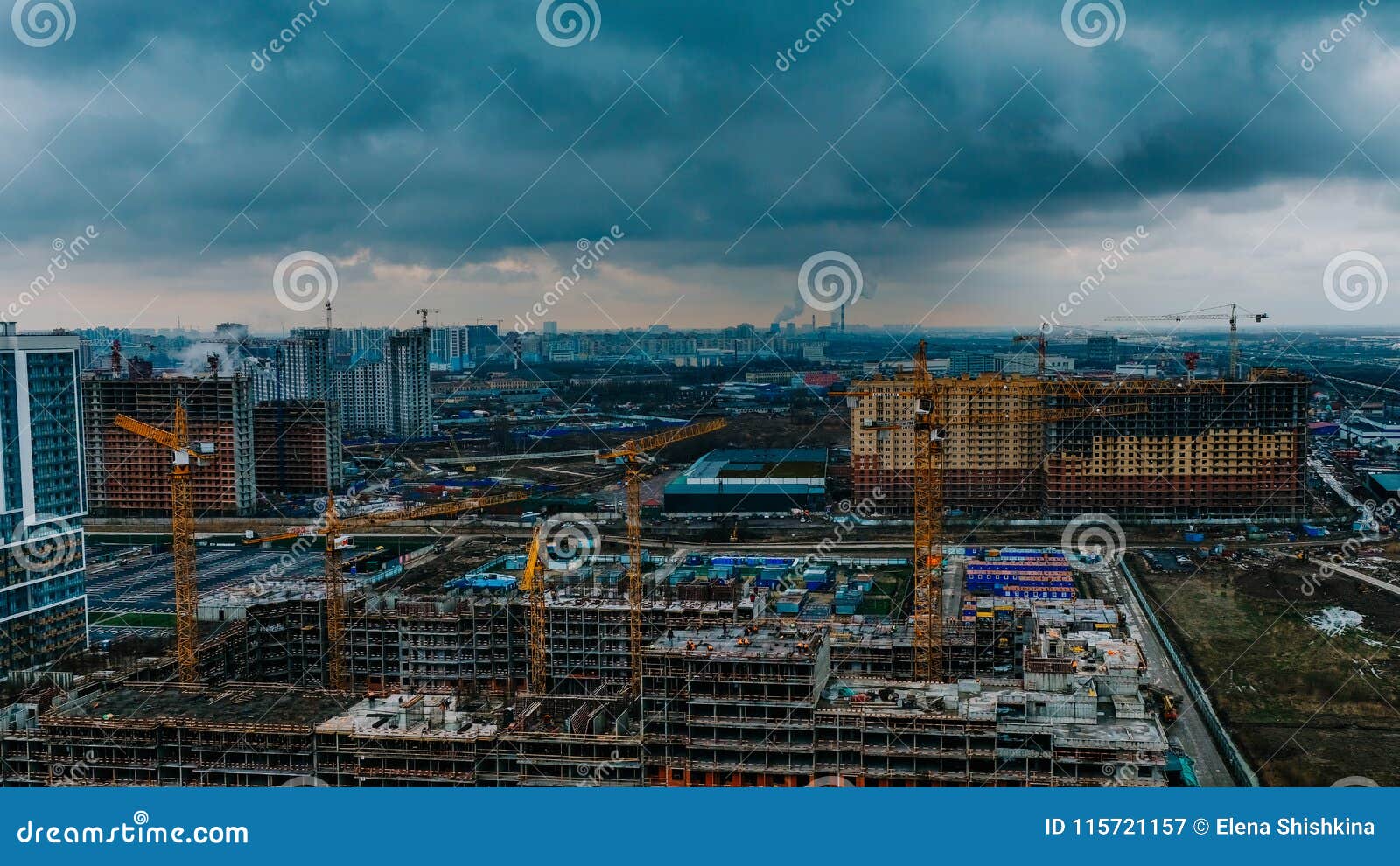Time Lapse Construction Site Against the Backdrop of the Cityscape ...