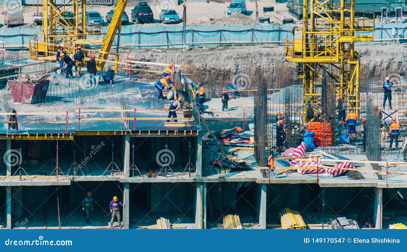 Time Lapse Cranes and Builders Working on the Home Construction Close ...