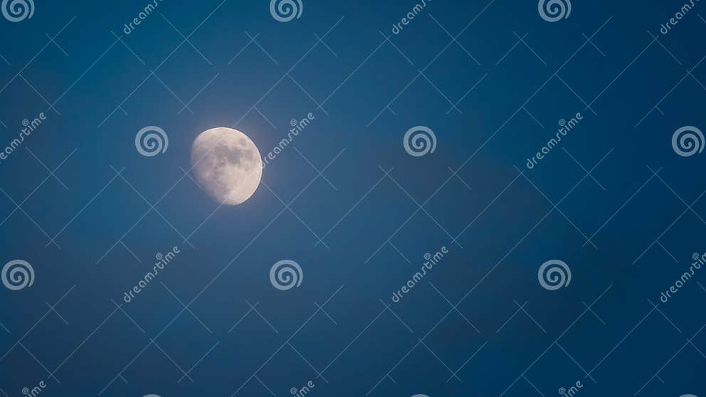 Time Lapse of Moon at Night with a Copy Space. Half Moon with Detail ...